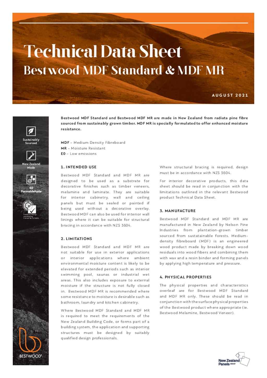 Bestwood Melamine Substrate Chart | Bestwood