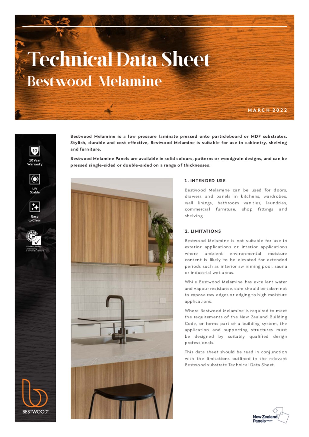 Bestwood Melamine Technical Data Sheet | Bestwood